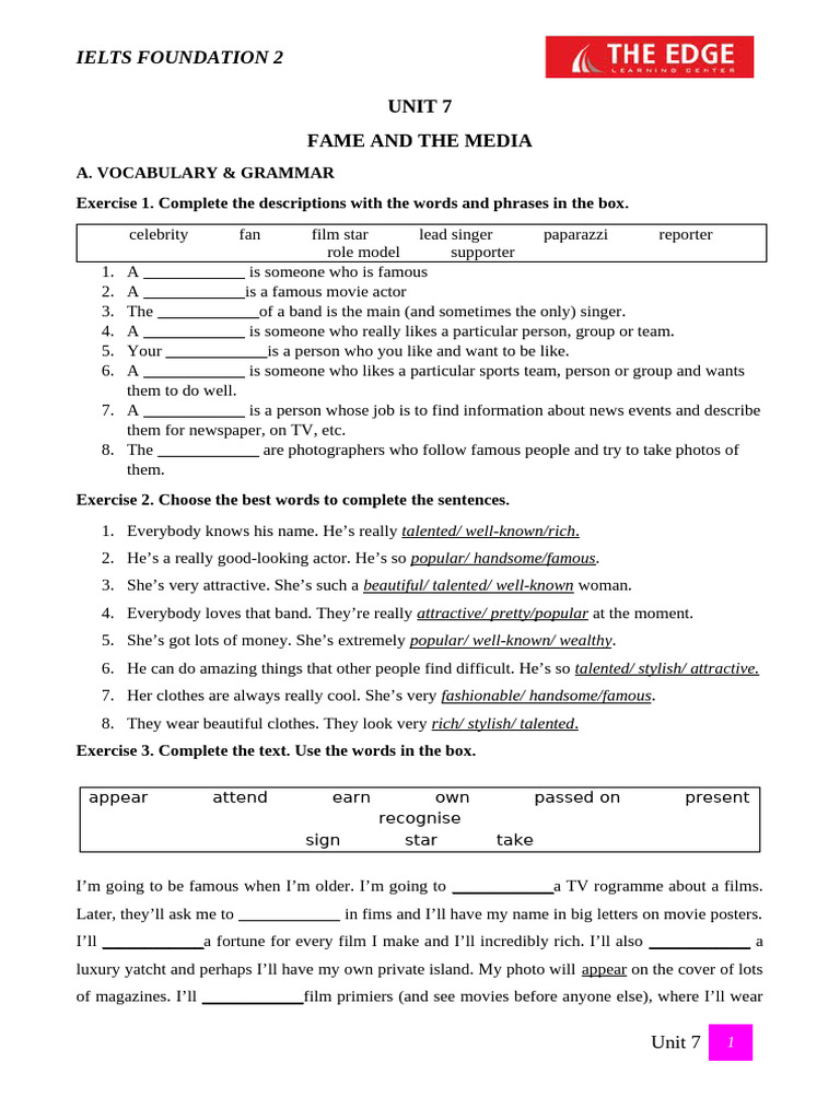 Unit 7 - Student | PDF | Employment | Newspapers