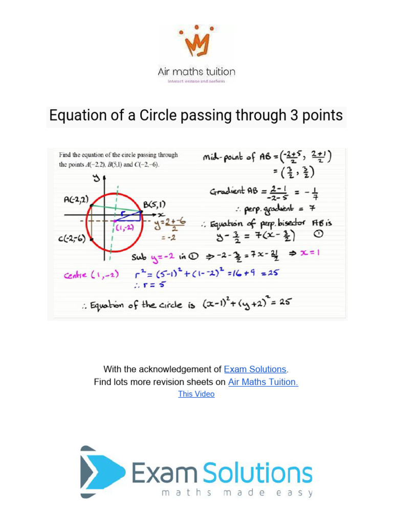 Circle Equation from Three Points | PDF