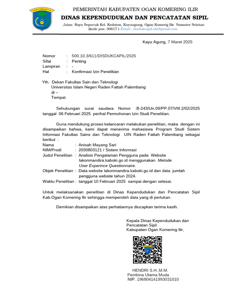 Surat Izin Penelitian | PDF