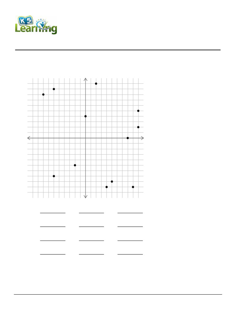 Grade 5 Geometry Worksheet - Reading Points On A Coordinate Grid | PDF