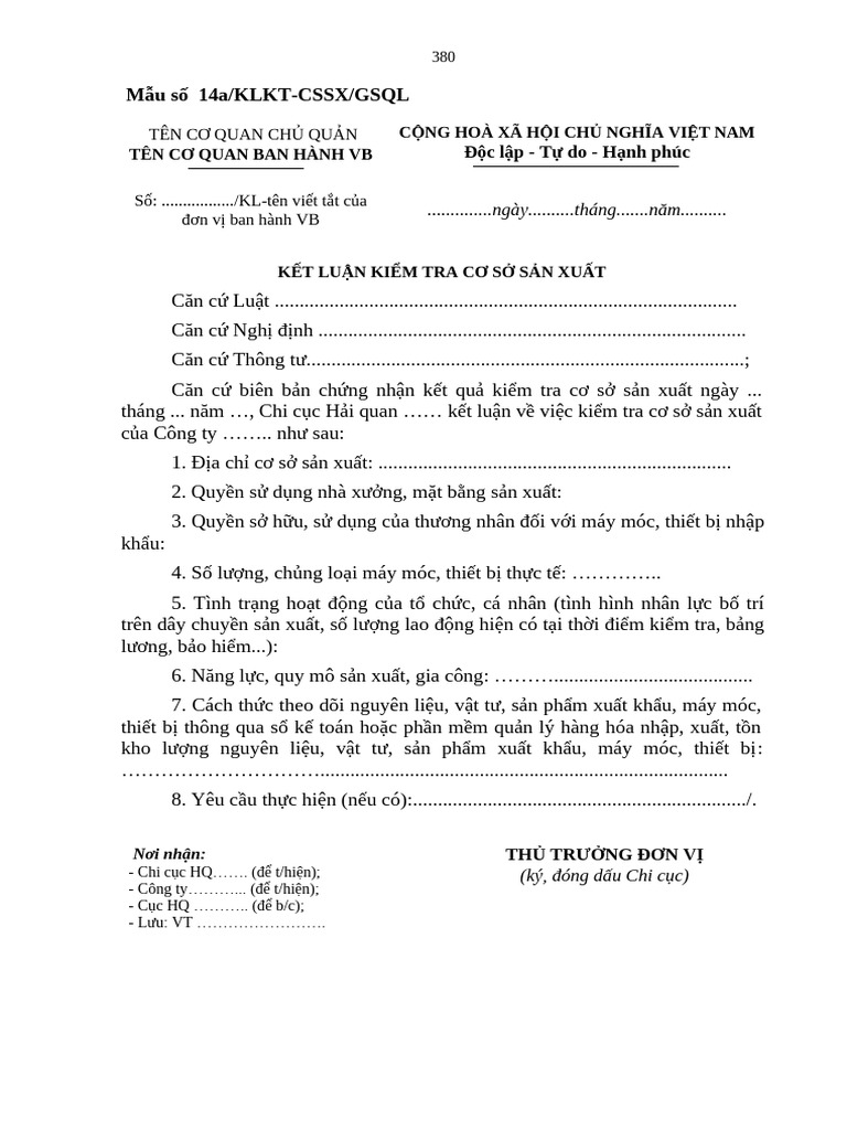 Mau 14a - Ket Luan Kiem Tra | PDF