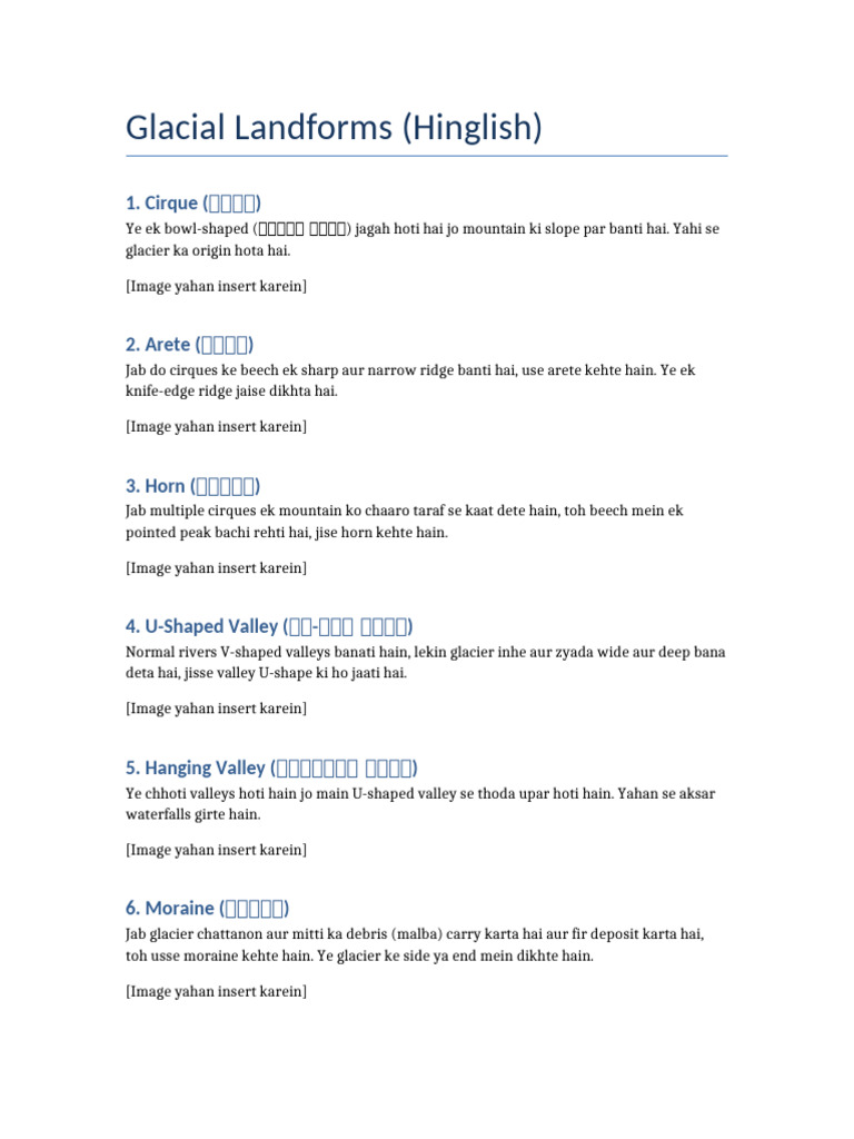 Glacial_Landforms_Hinglish_Text | PDF