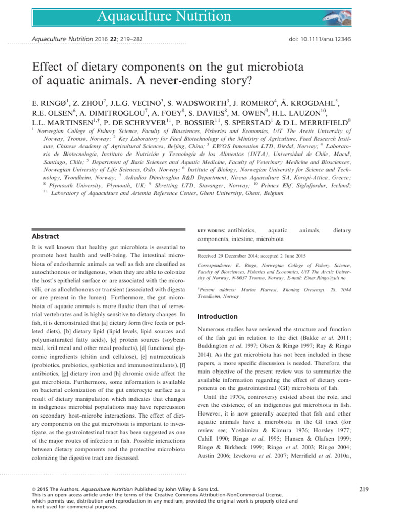 Aquaculture Nutrition - 2015 - Ringø - Effect of dietary components on ...