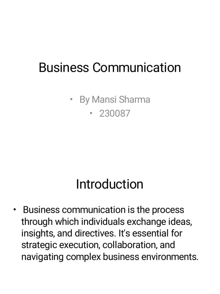 Business Communication Presentation | PDF