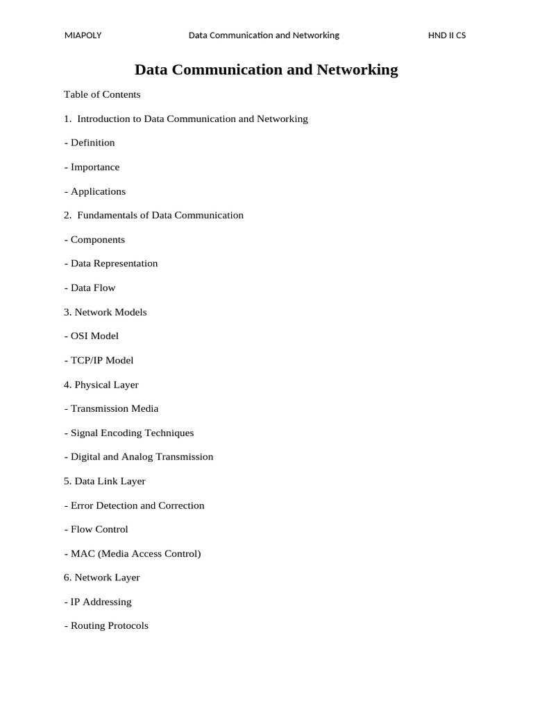 Com 414 Lecture Note HND II | PDF | Computer Network | Transmission Control Protocol