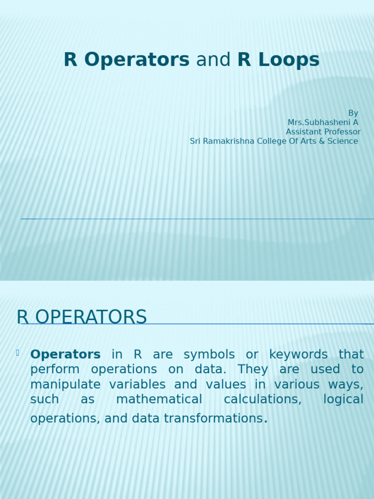 R Operators and R Loops | PDF | Control Flow | Division (Mathematics)