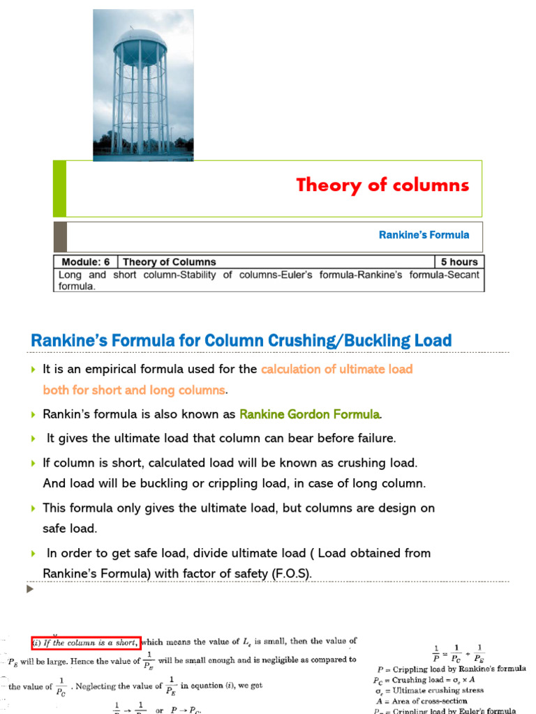 MS-MO6-L02-Theory of Columns-Rankine Formula | PDF | Buckling ...