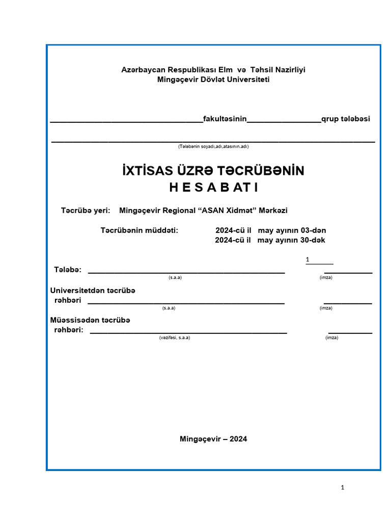 Təcrübə Hesabat İ 20 | PDF