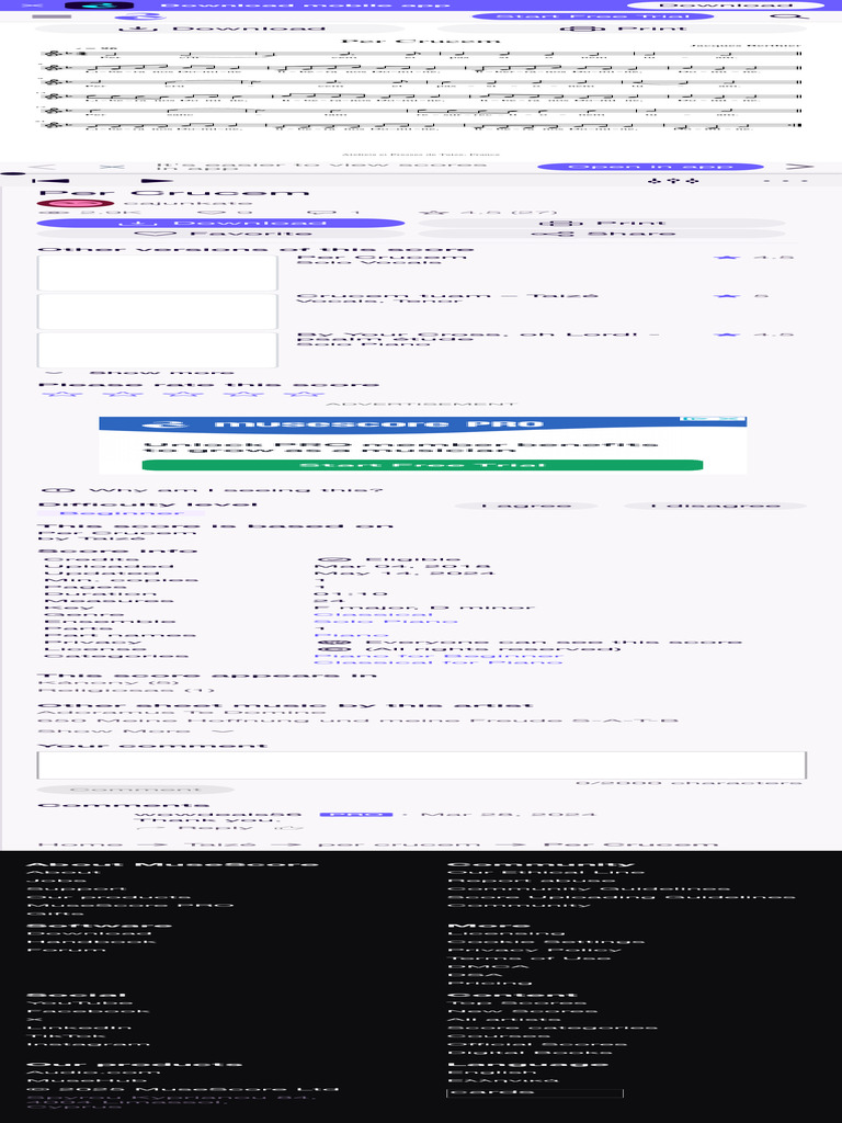 Per Crucem Sheet Music For Piano (Solo) Easy | PDF
