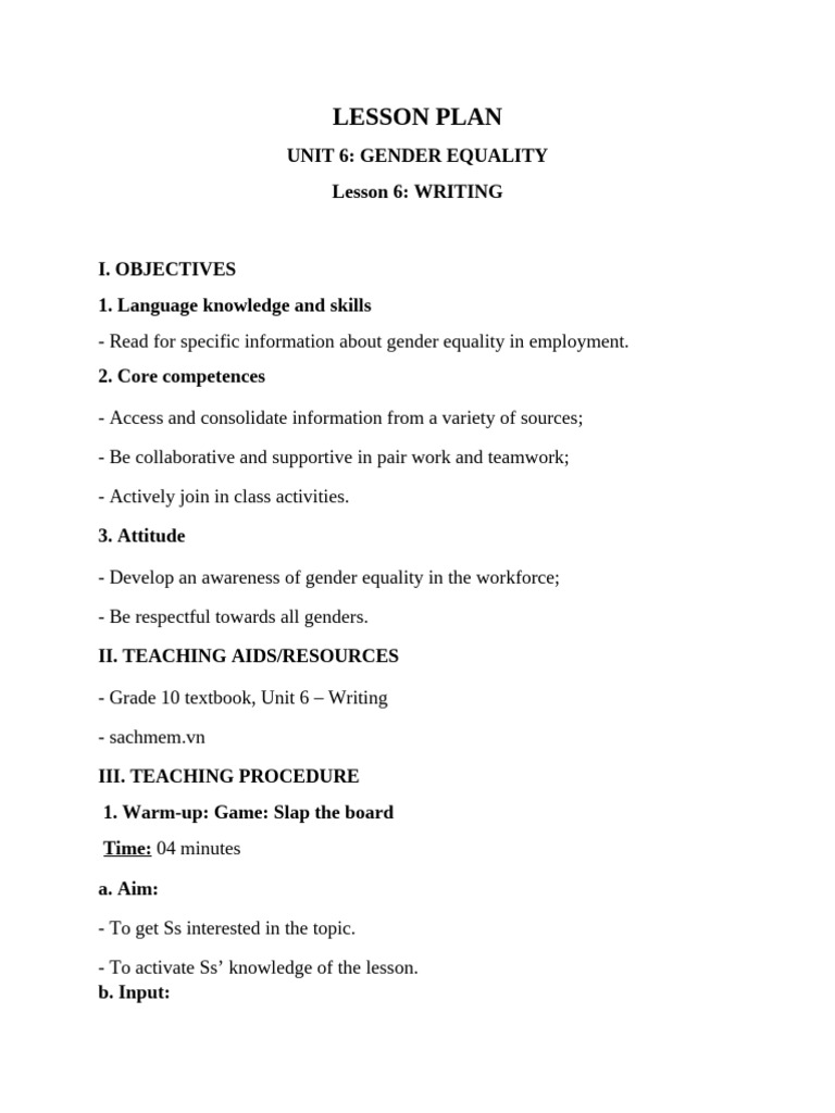 Lesson Plan Unit 6 - Writing | PDF | Information | Question