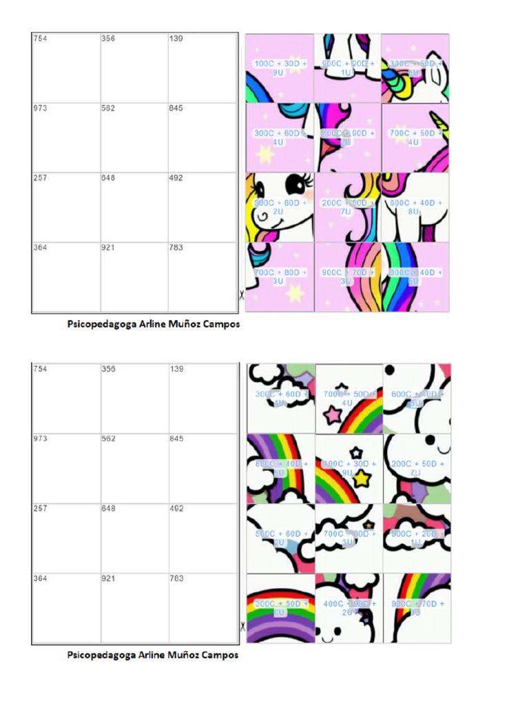 Puzzles matematicos (valor posicional) | PDF