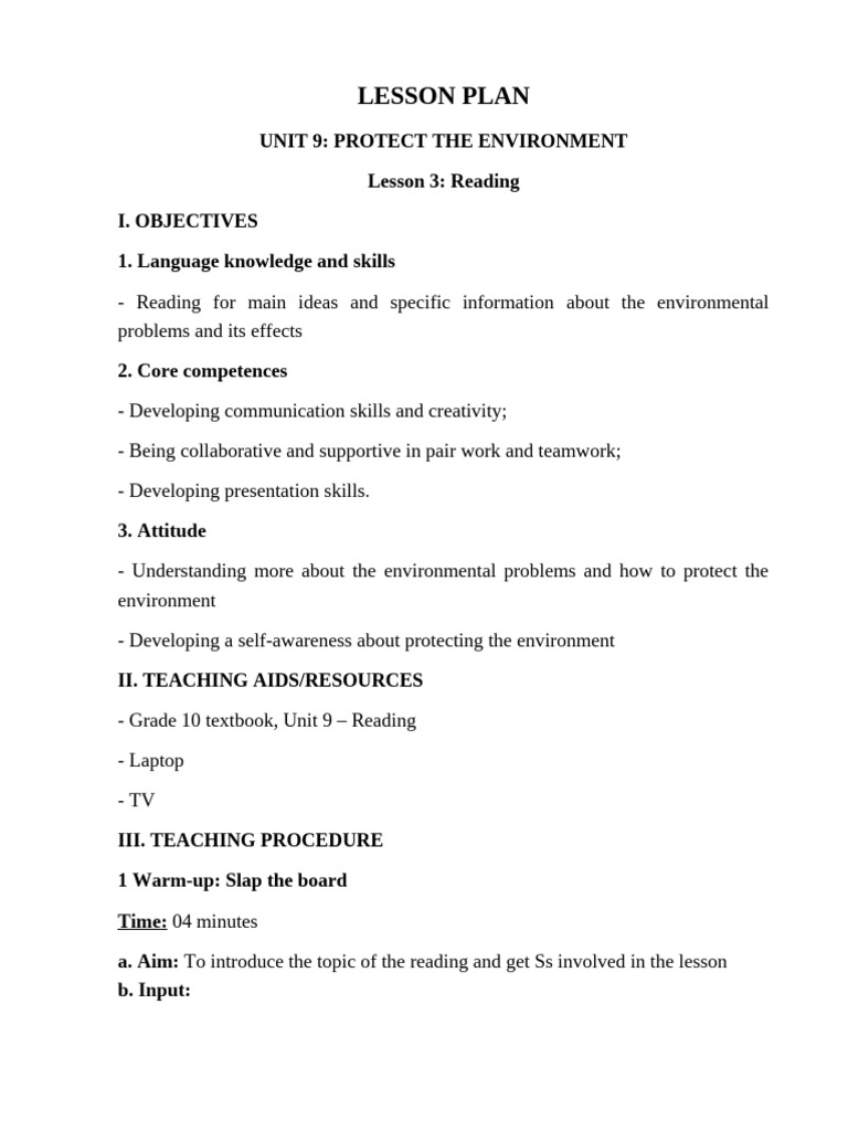 Grade 10 Environmental Reading Lesson | PDF | Information | Natural ...
