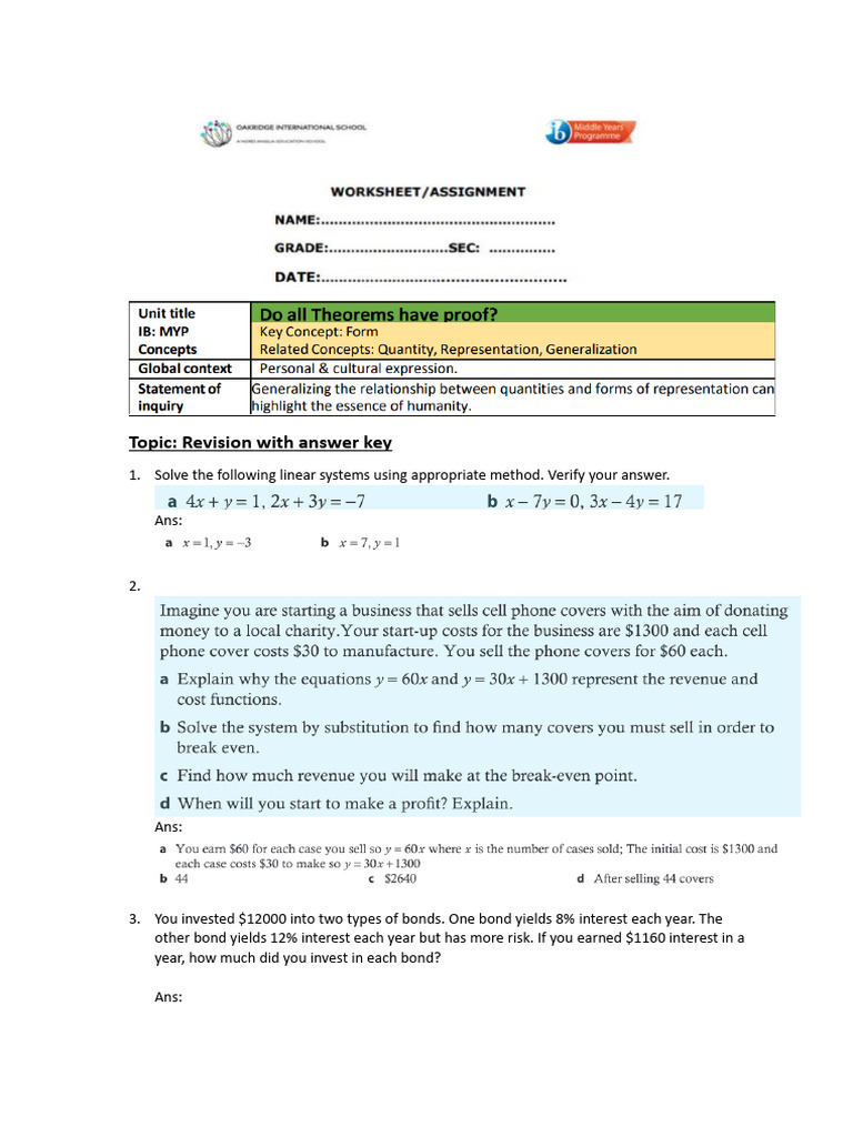 MYP3 Task-Sheet | PDF