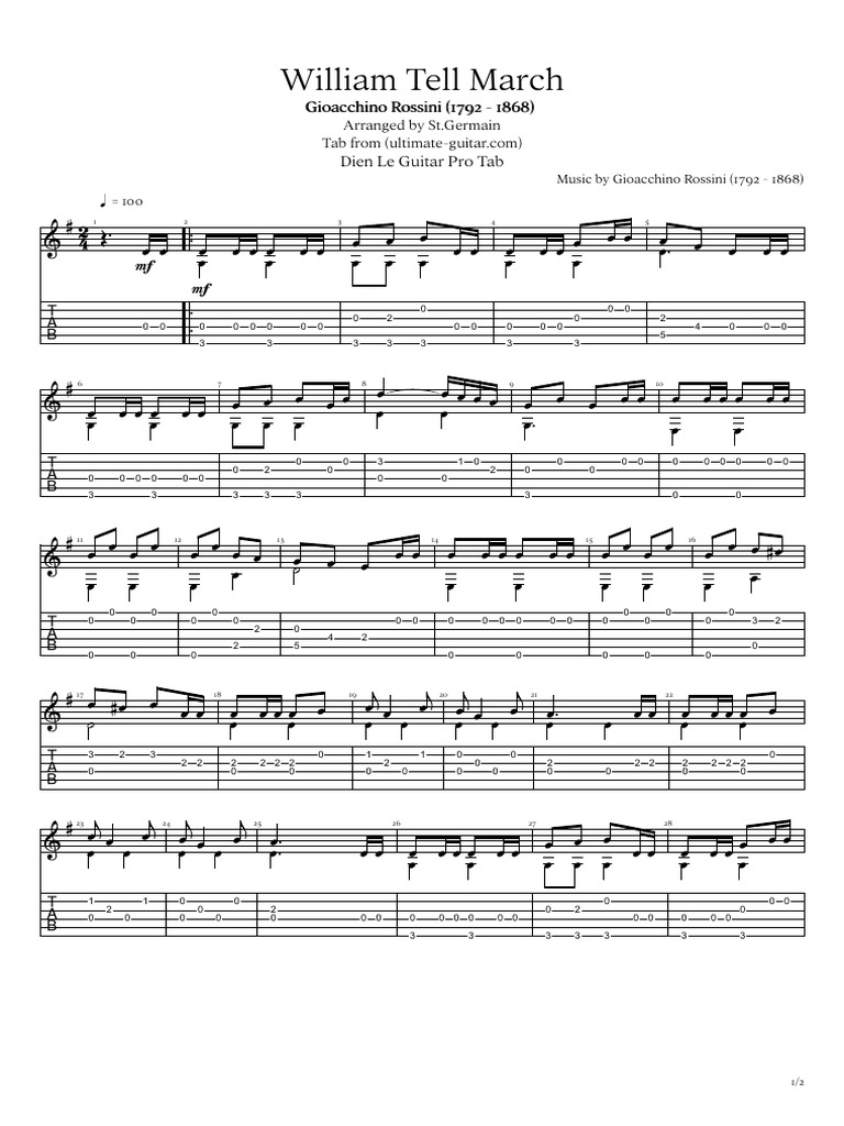William Tell March Guitar Tab | PDF | Opera