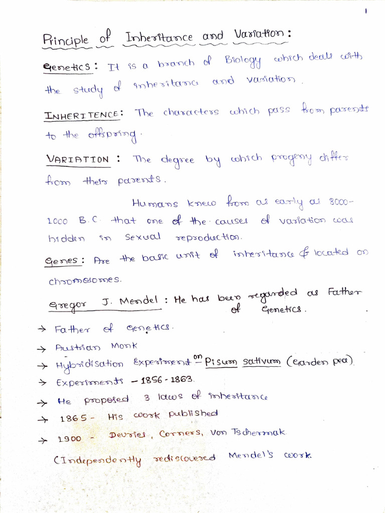 Principle of Inheritance and Variation June | PDF | Biology | Genetics