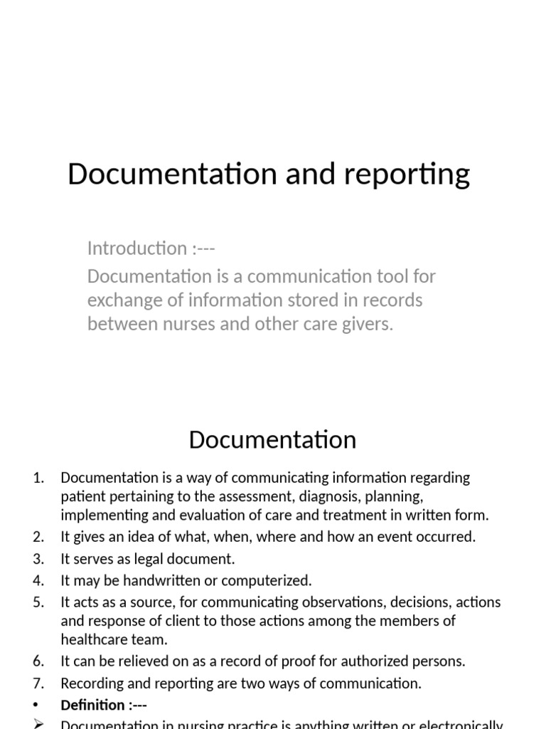 Nursing Documentation and Reporting Methods | PDF | Medical Diagnosis ...