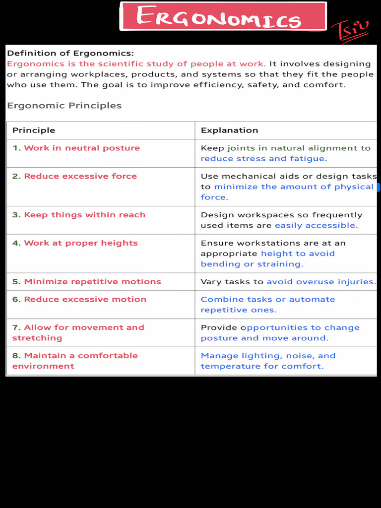 Ergonomics Tsiu | PDF