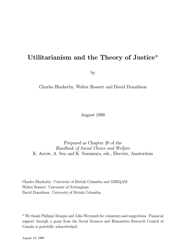Utilitarianism and Justice Theory Overview | PDF | Utility | Well Being