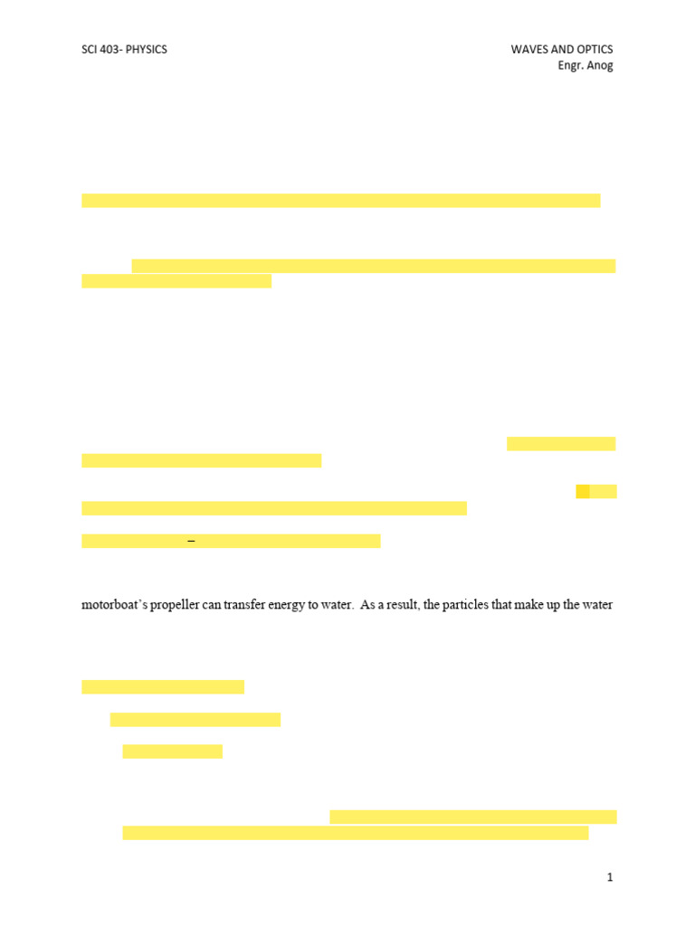 Waves and Optics: Key Concepts Explained | PDF | Reflection (Physics ...