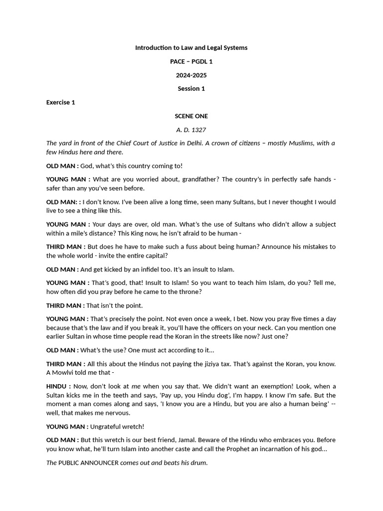 Introduction To Law and Legal Systems - Session 1 Exercises | PDF ...