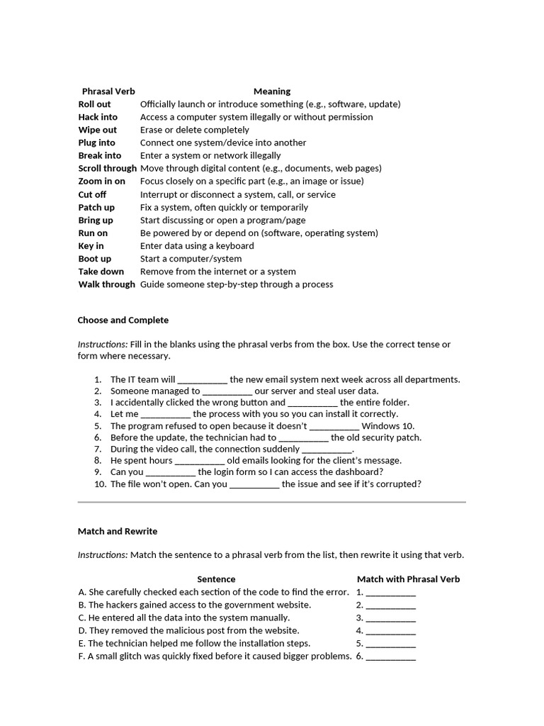 Phrasal Verbs Box | PDF | Computer File | Information Technology