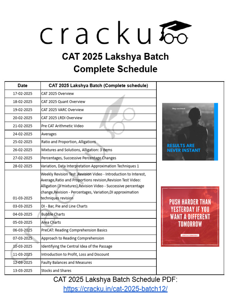 CAT 2025 Lakshya Batch Schedule | PDF | Triangle | Area