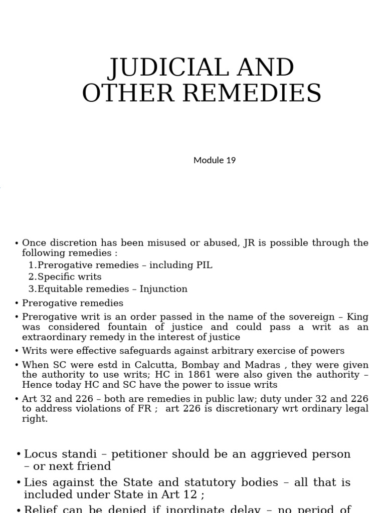 Judicial and Other Remedies-1 | PDF | Mandamus | Writ Of Prohibition