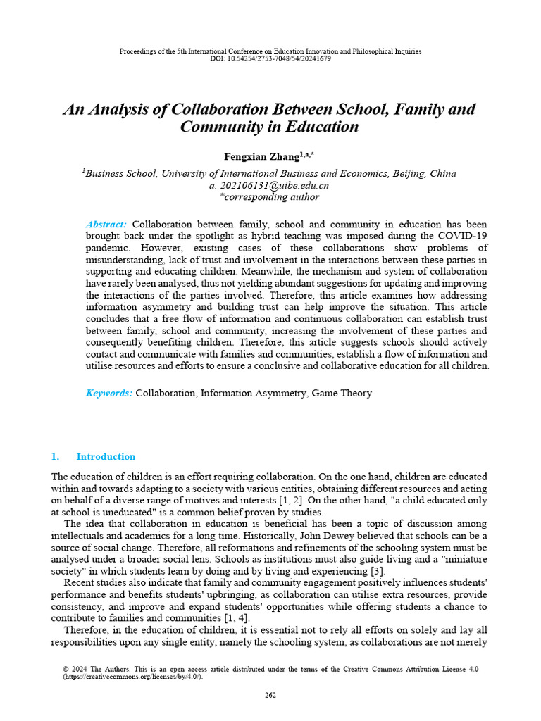 An Analysis of Collaboration Between School Family | PDF | Community ...