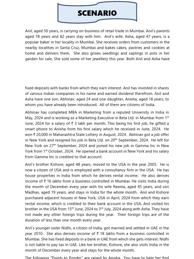 Unit 1 Scenarios and Crossword Puzzles - Compressed | PDF | Income Tax ...