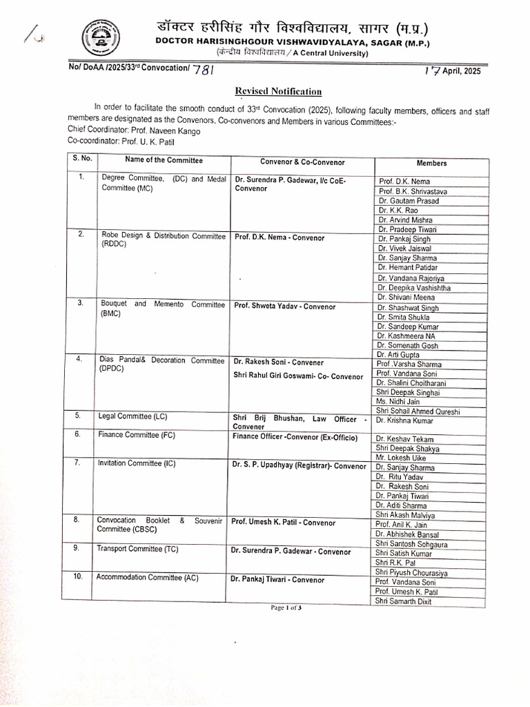 Revised-Notification-33rd-Convocation-Committees | PDF