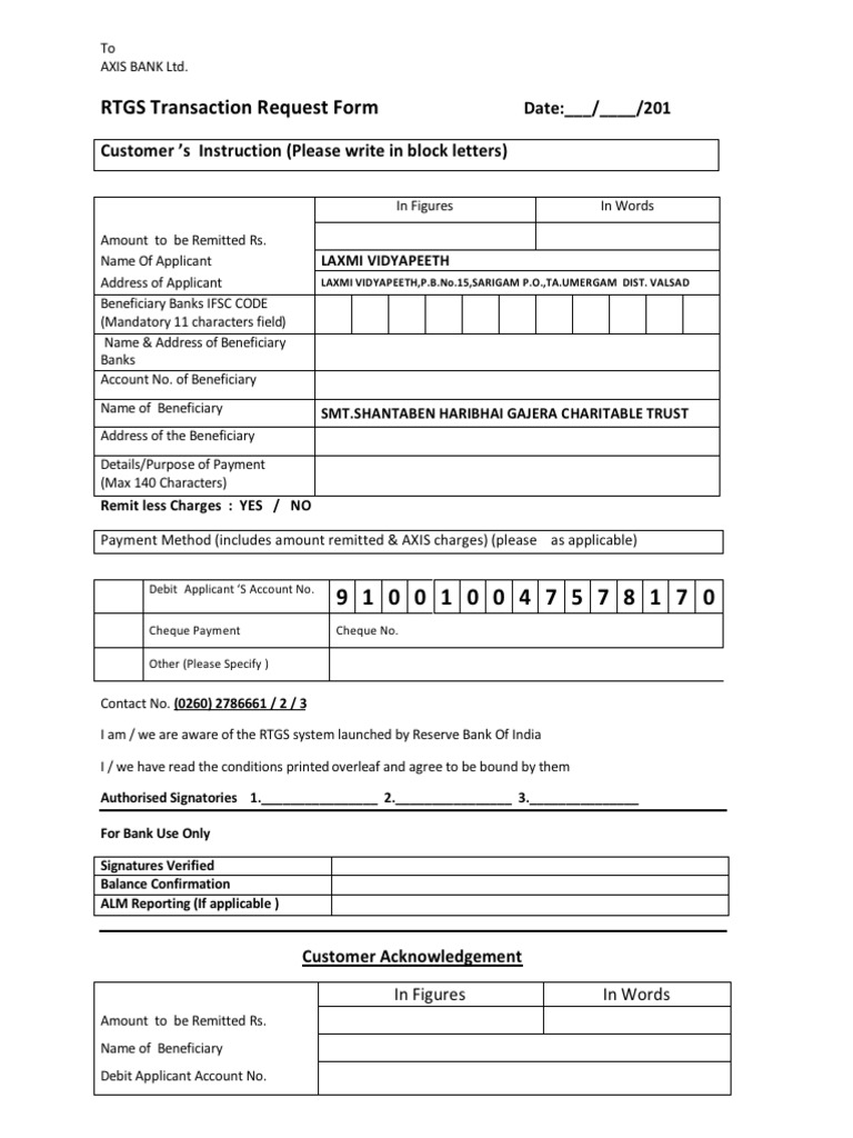 Rtgs Axis Bank | PDF