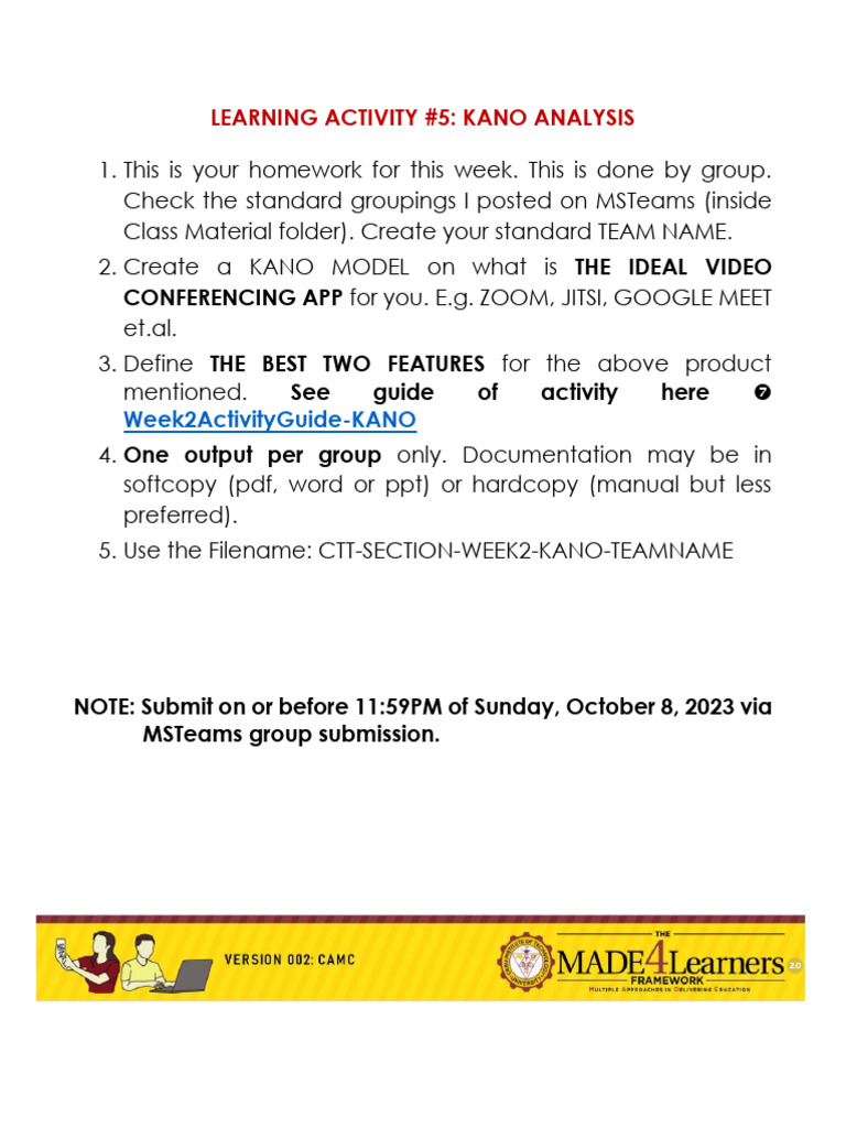 Week5-Learning Activity - Kano | PDF