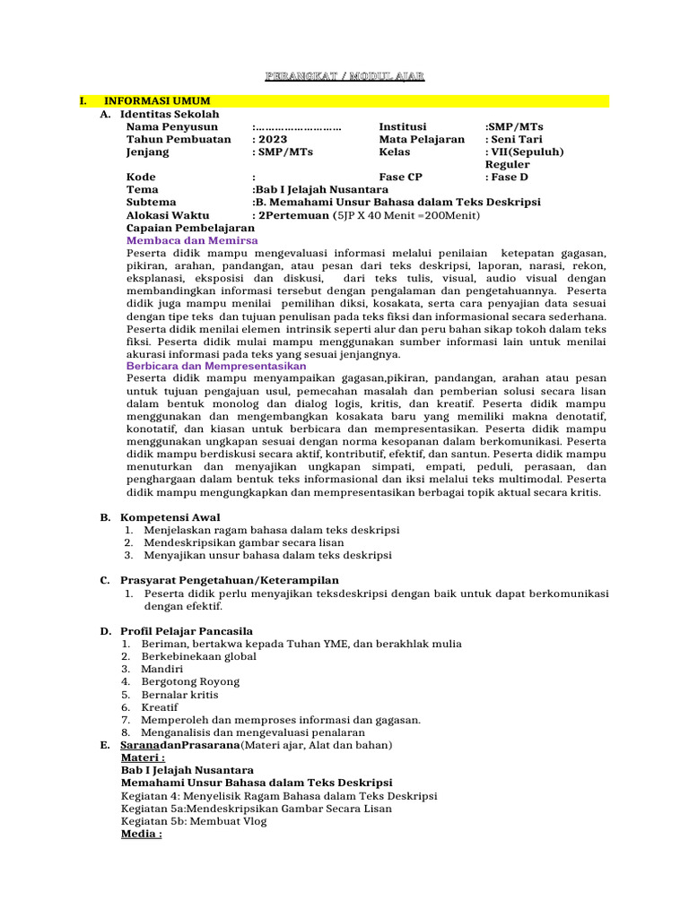 Modul Ajar Minggu Ke 2 Subb B | PDF