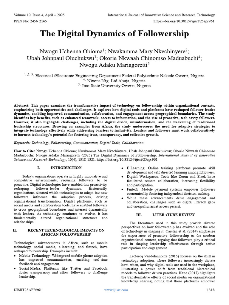 The Digital Dynamics of Followership | PDF | Leadership | Educational ...