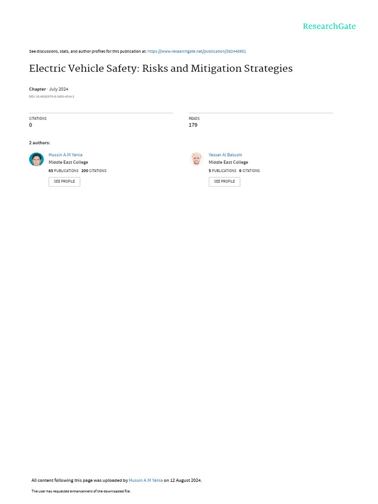 Electric Vehicle Safety Risks and Mitigation Strategies1 | PDF ...