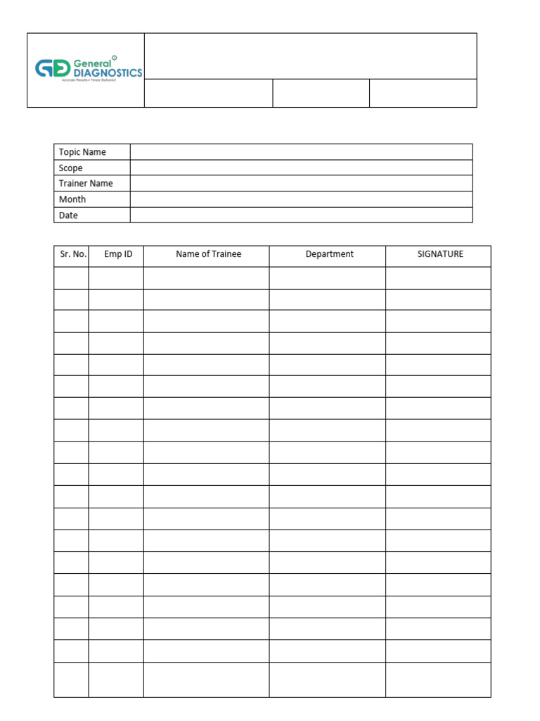 Training Attendance Form | PDF