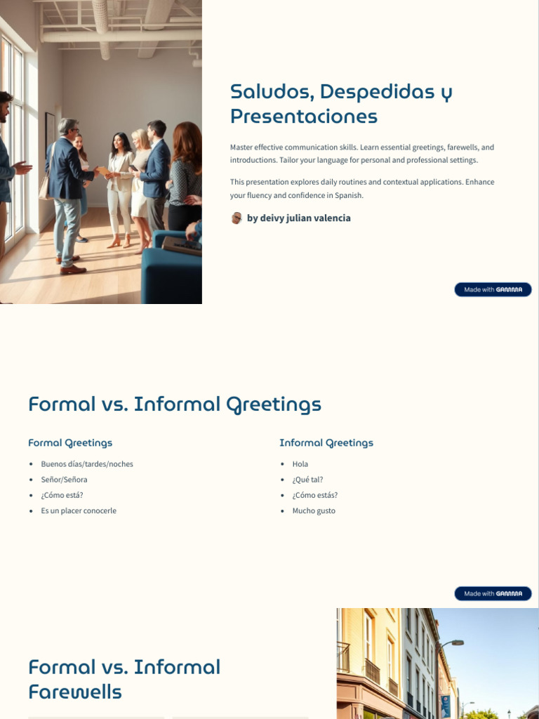 Saludos Despedidas y Presentaciones | PDF