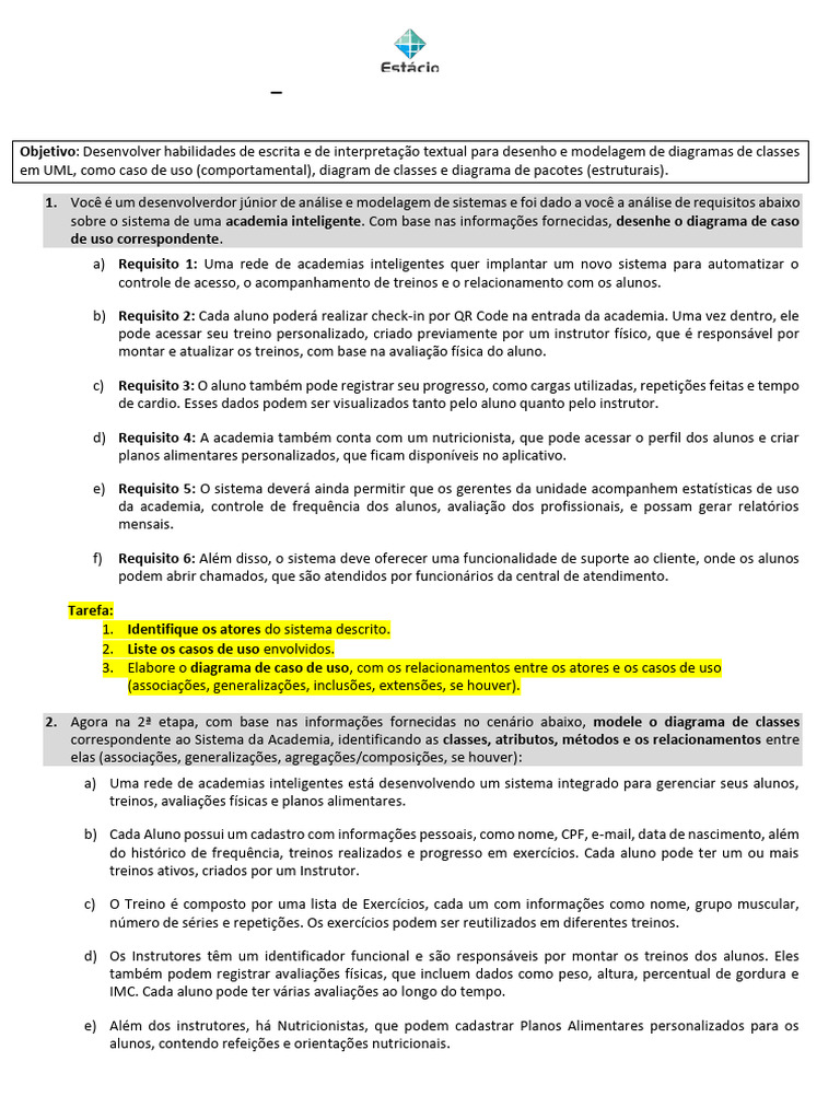 Exercicio 7 - MODELANDO SISTEMAS EM UML | PDF | Linguagem de modelagem unificada (UML ...