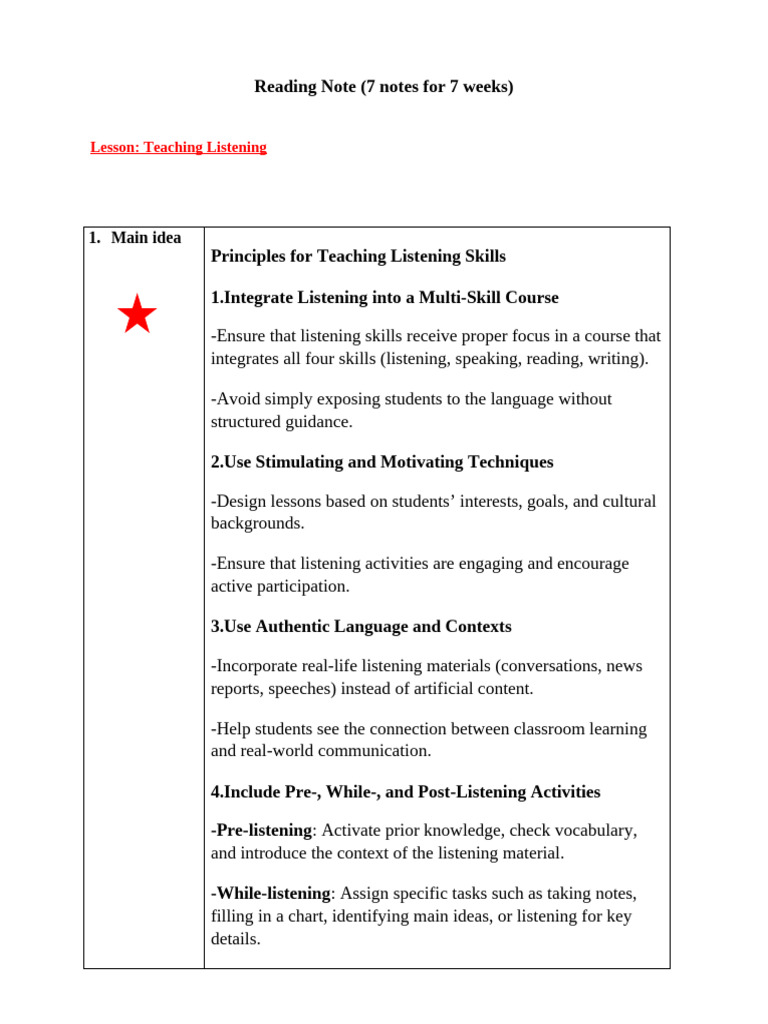 Principles for Effective Listening Teaching | PDF | Reading Comprehension | Pedagogy