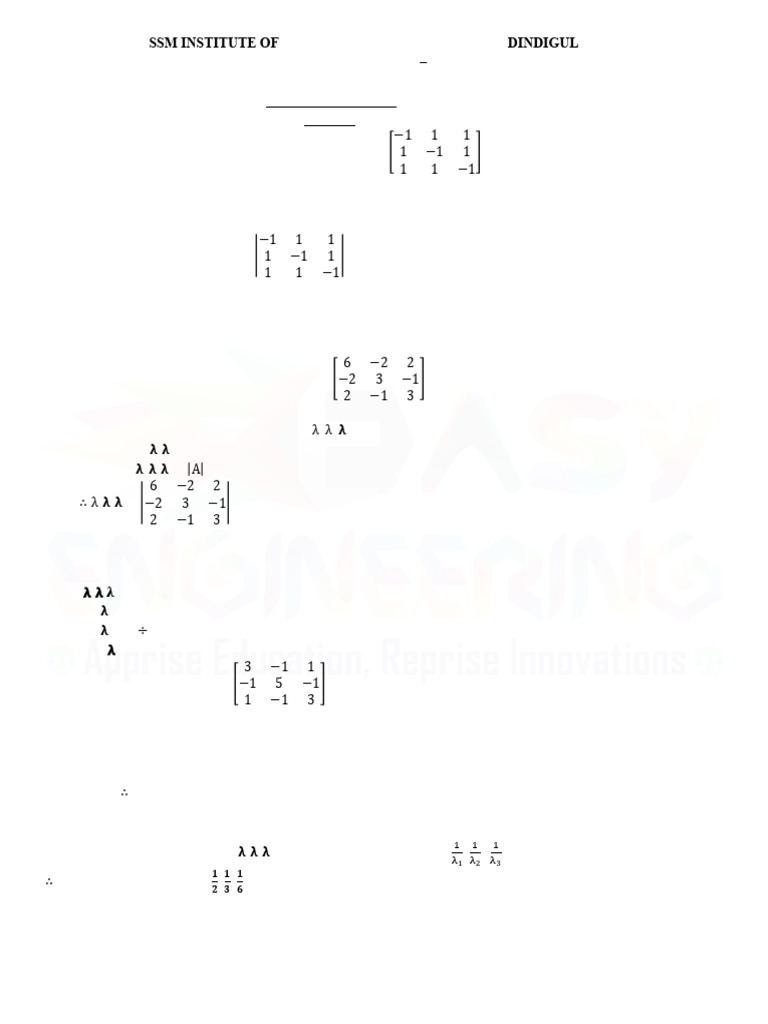 MA3151 Matrices-and-Calculus 2M | PDF | Eigenvalues And Eigenvectors | Matrix (Mathematics)