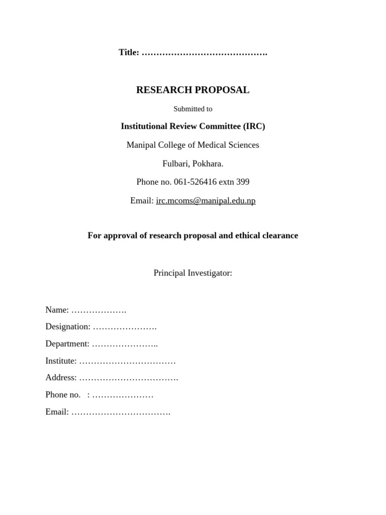 Medical Research Proposal Submission | PDF