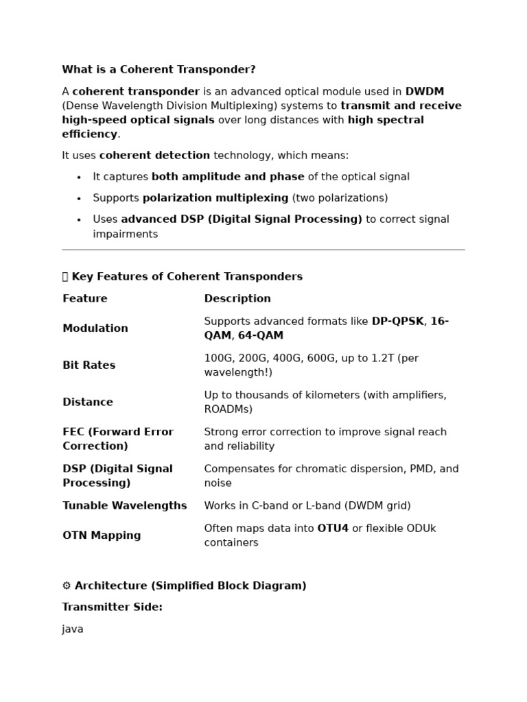 What is a Coherent Transponder | PDF | Wavelength Division Multiplexing ...