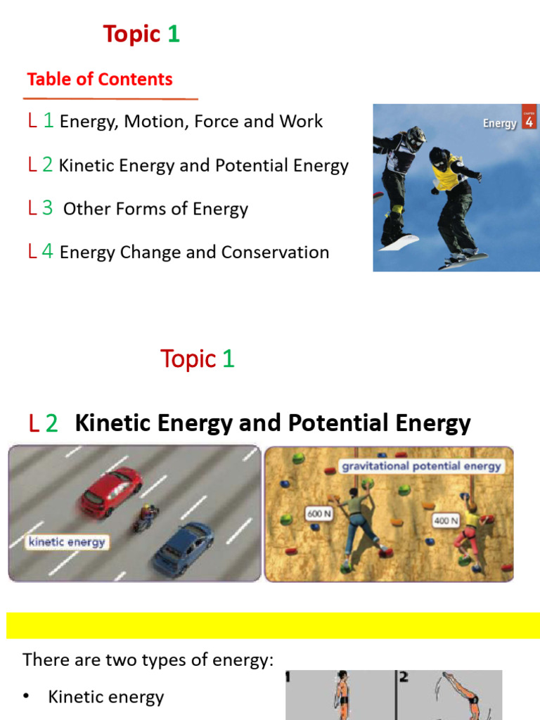Topic 1 Energy L2 - ST | PDF | Potential Energy | Weight