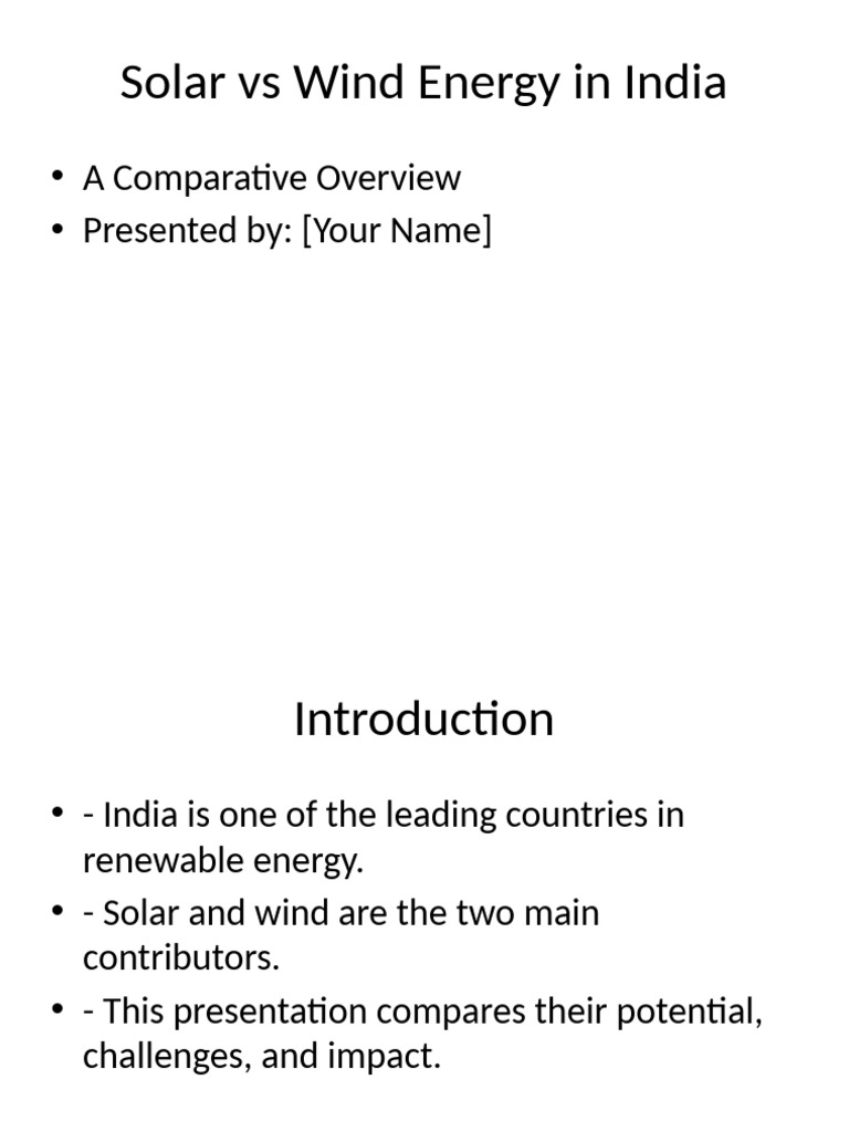 Solar Vs Wind Energy India | PDF