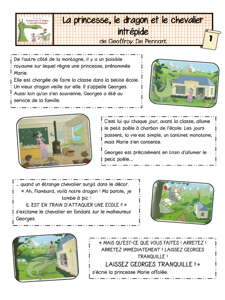 Tapuscrit Pages 1 Et 2 Le Dragon La Princesse Et Le Chevalier Intrépide ...