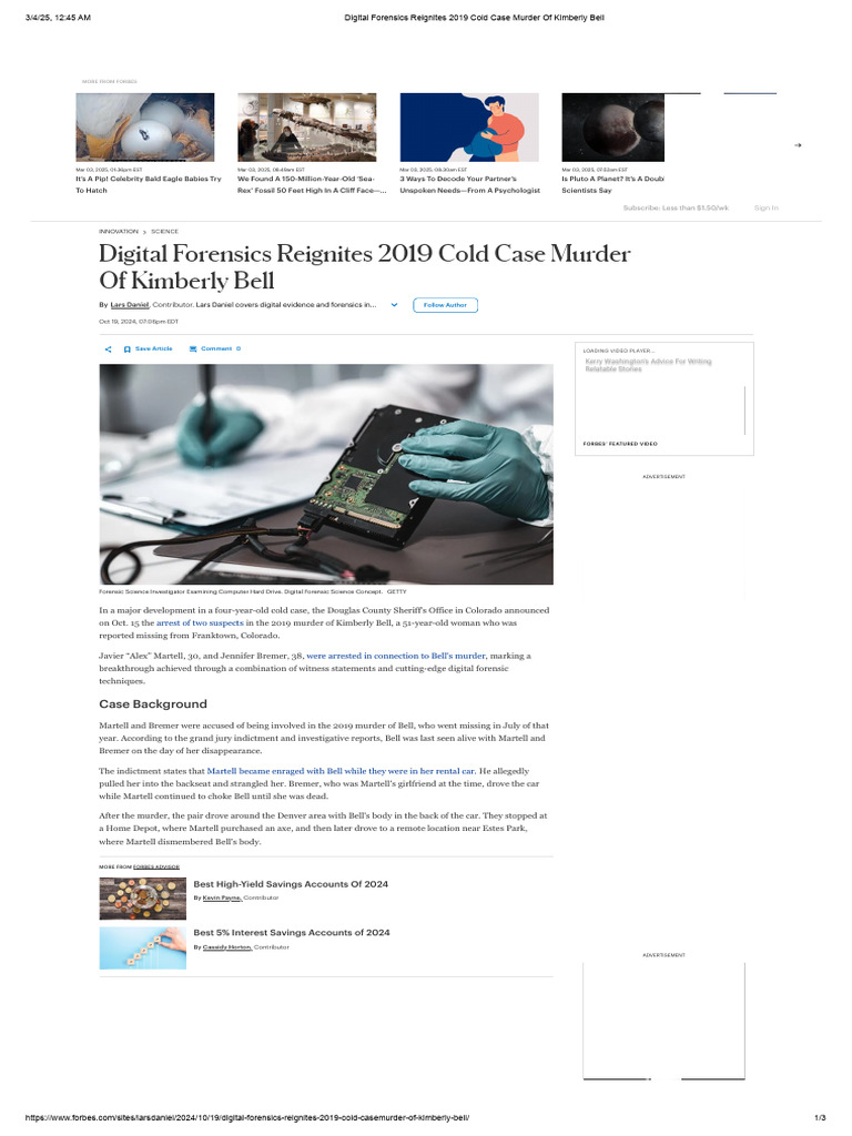 Digital Forensics Reignites 2019 Cold Case Murder of Kimberly Bell ...