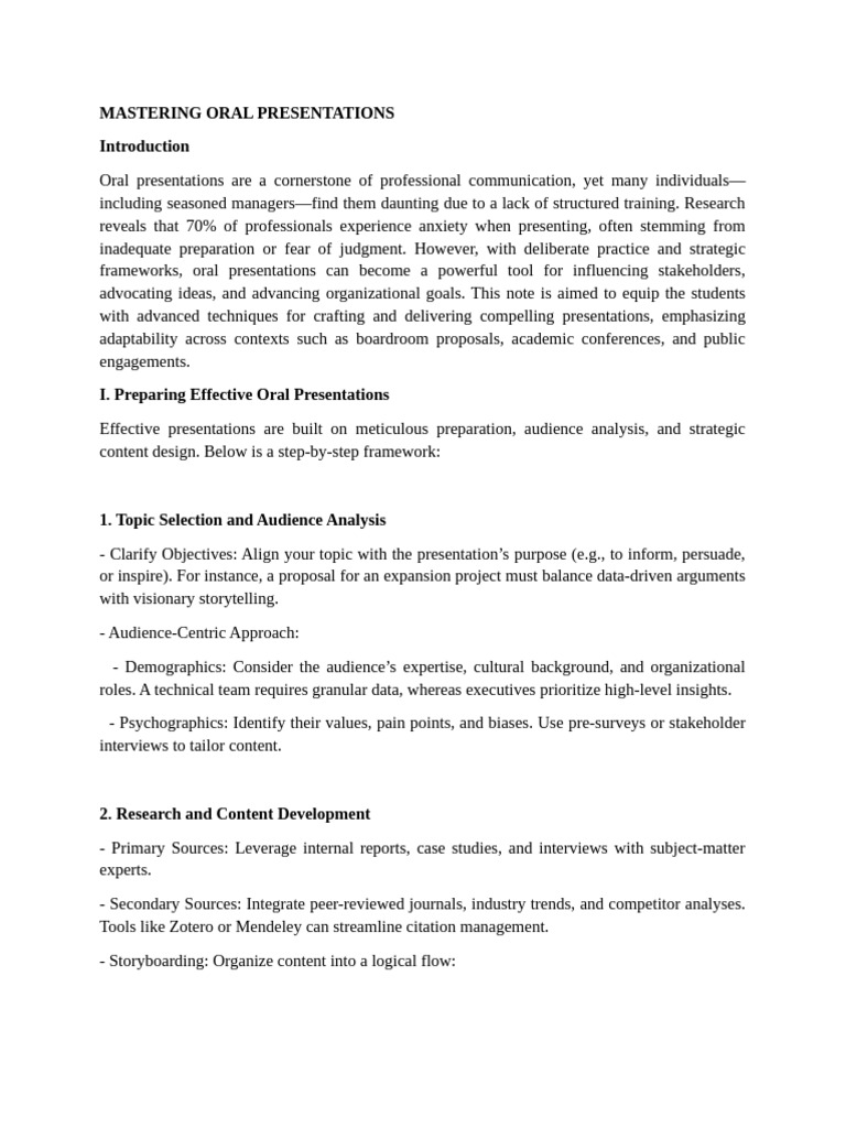 Effective Oral Presentation Techniques | PDF | Public Speaking ...