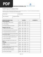 Forklift Operator Evaluation Checklist | PDF | Forklift | Manufactured ...