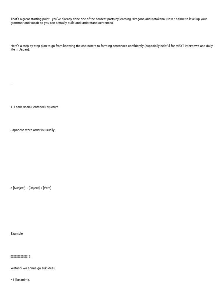 Japanese Learning Roadmap | PDF