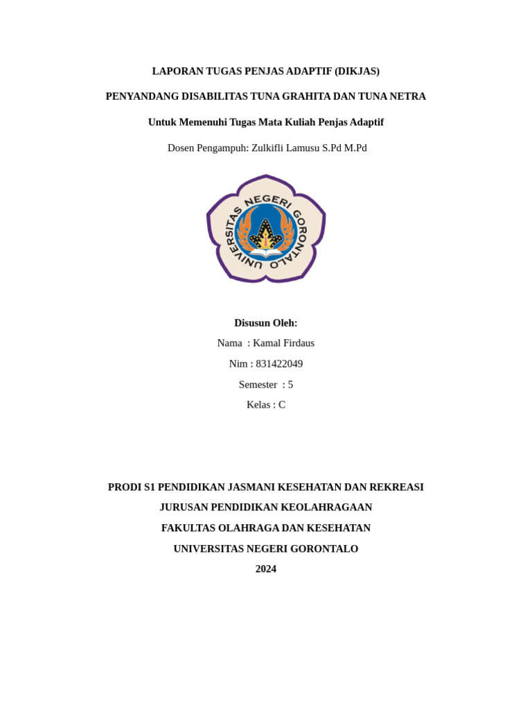 Laporan Tugas Penjas Adaptif | PDF